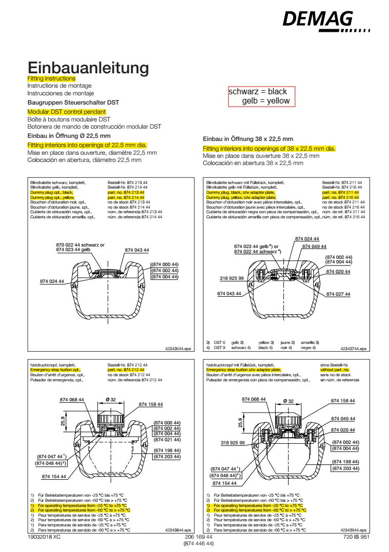 87421233 E-STOP BUTTON | Demag Brand Hoist Parts & Equipment
