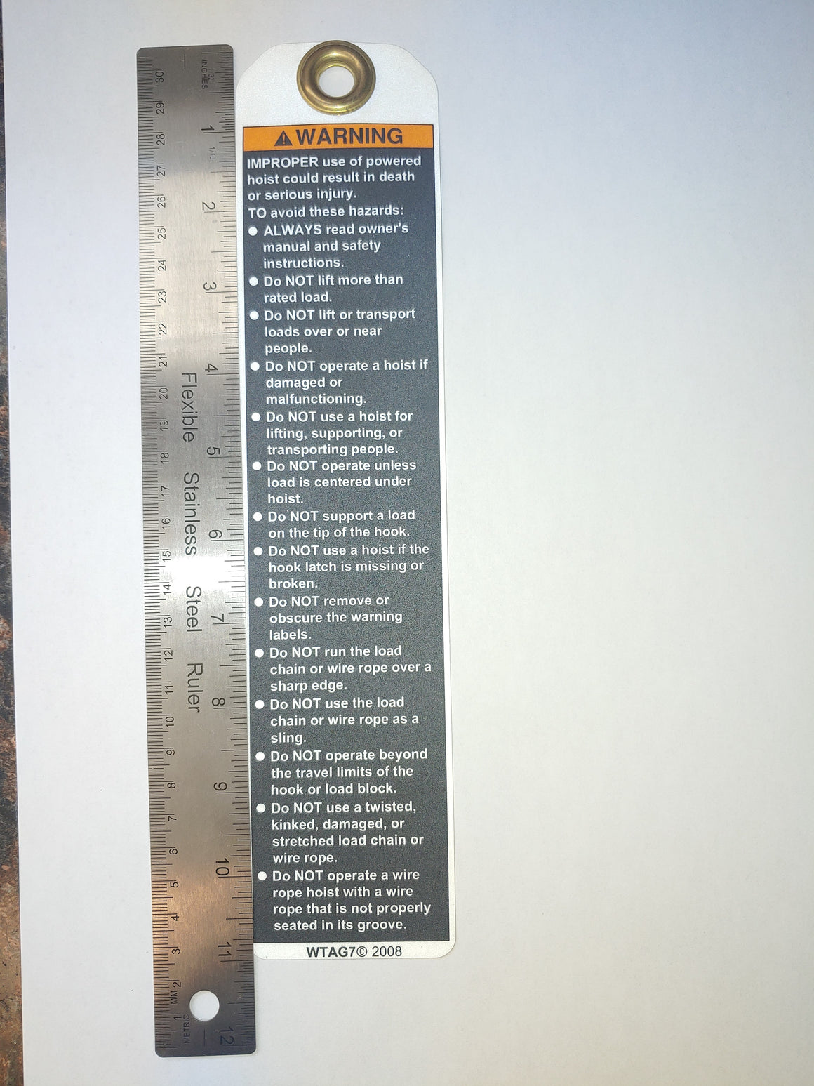 OSHA Safety Tags | Hoist Warning Labels | Overhead Hoist Parts & Tags ...